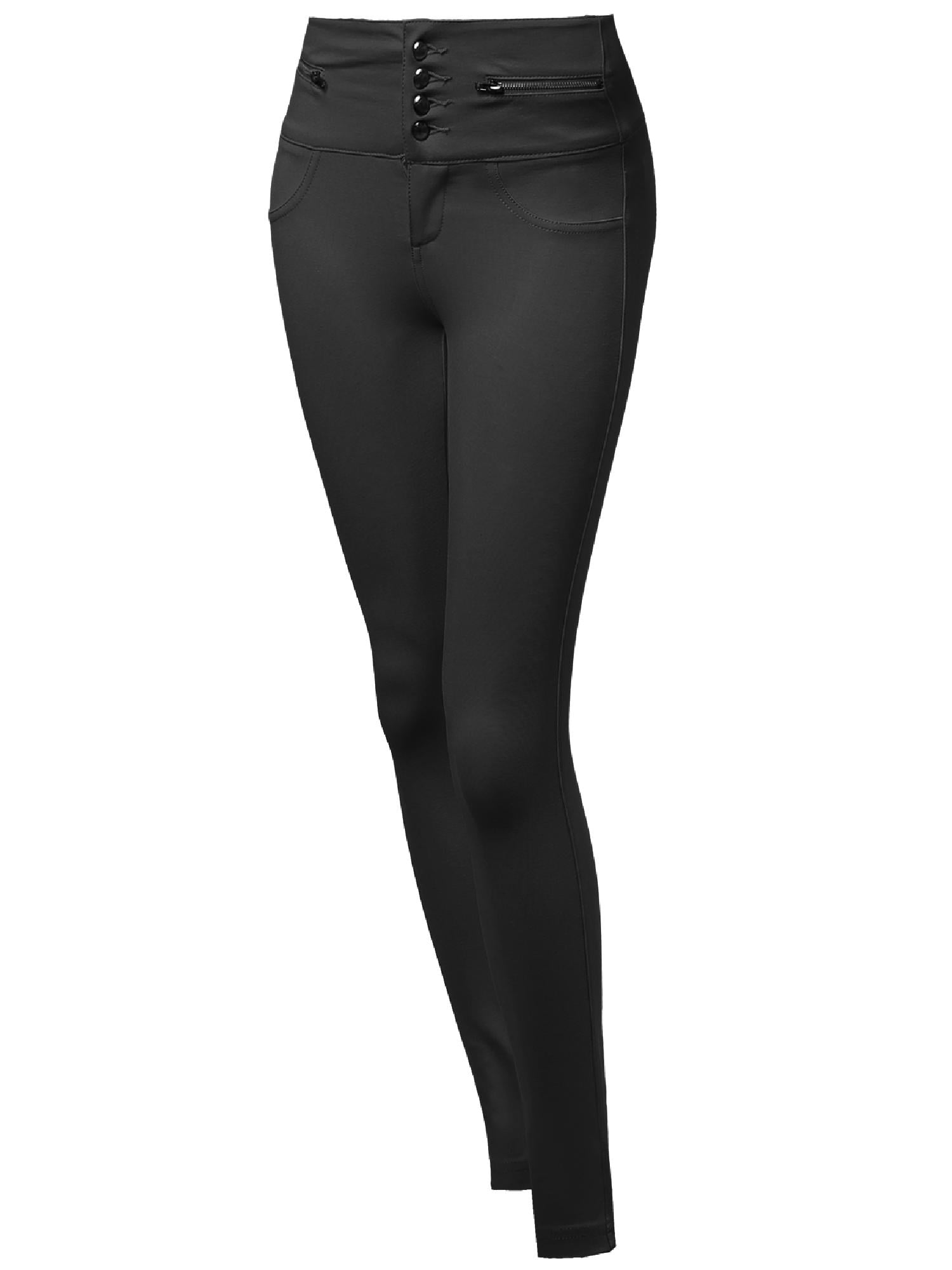 FashionOutfit Women's High Waist 4 Button Ponte Long Pants - Walmart.com