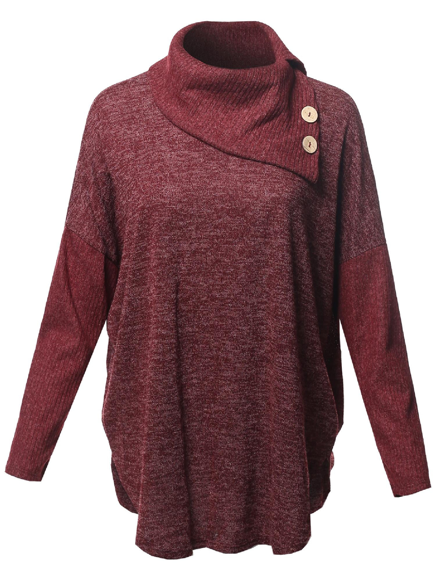 FashionOutfit Women's Loose Fit Drop Shoulder Cowl Neck Sweater with ...