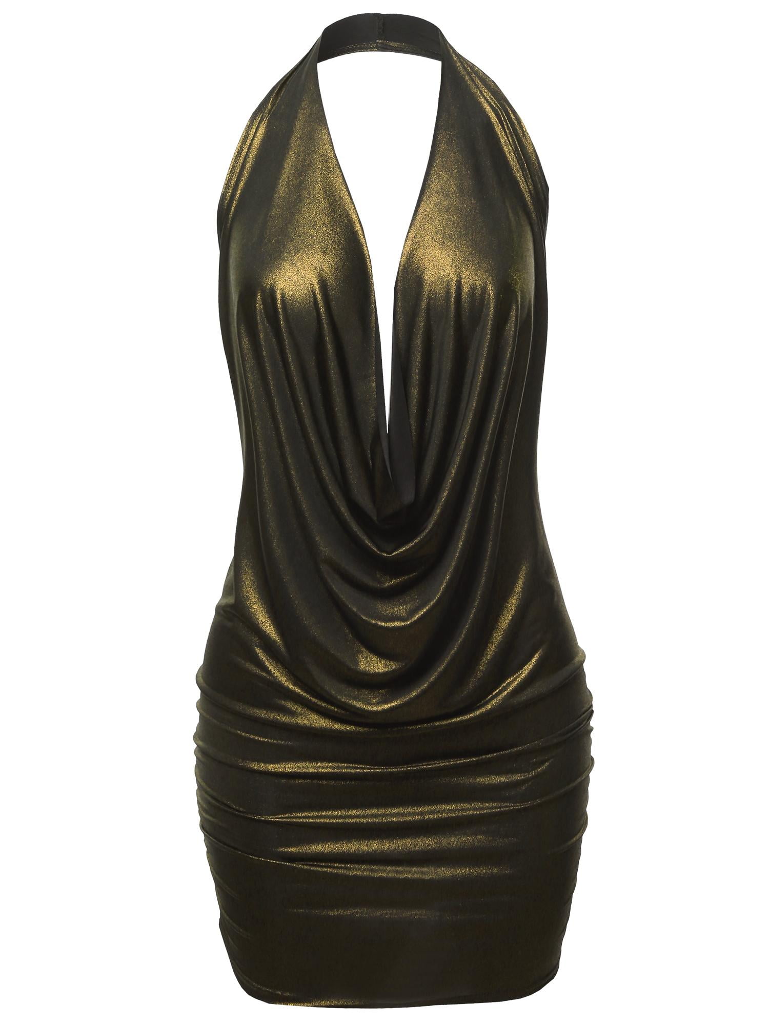 FashionOutfit Women's Sexy Halter Neck Ruched Bodycon Backless Party ...