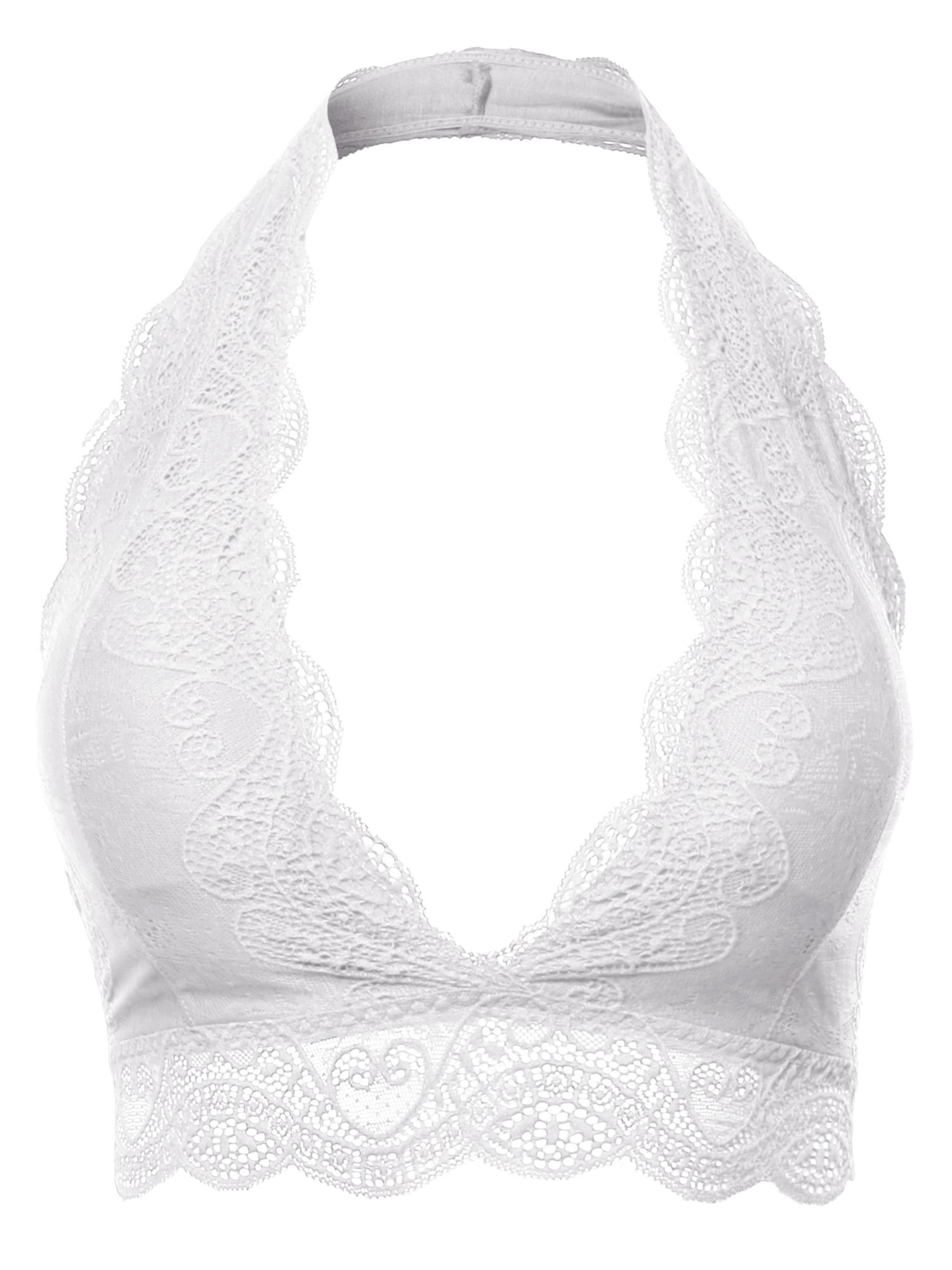 FashionOutfit Women's Solid Lace Cami Halter Neck Bralette - Walmart.com