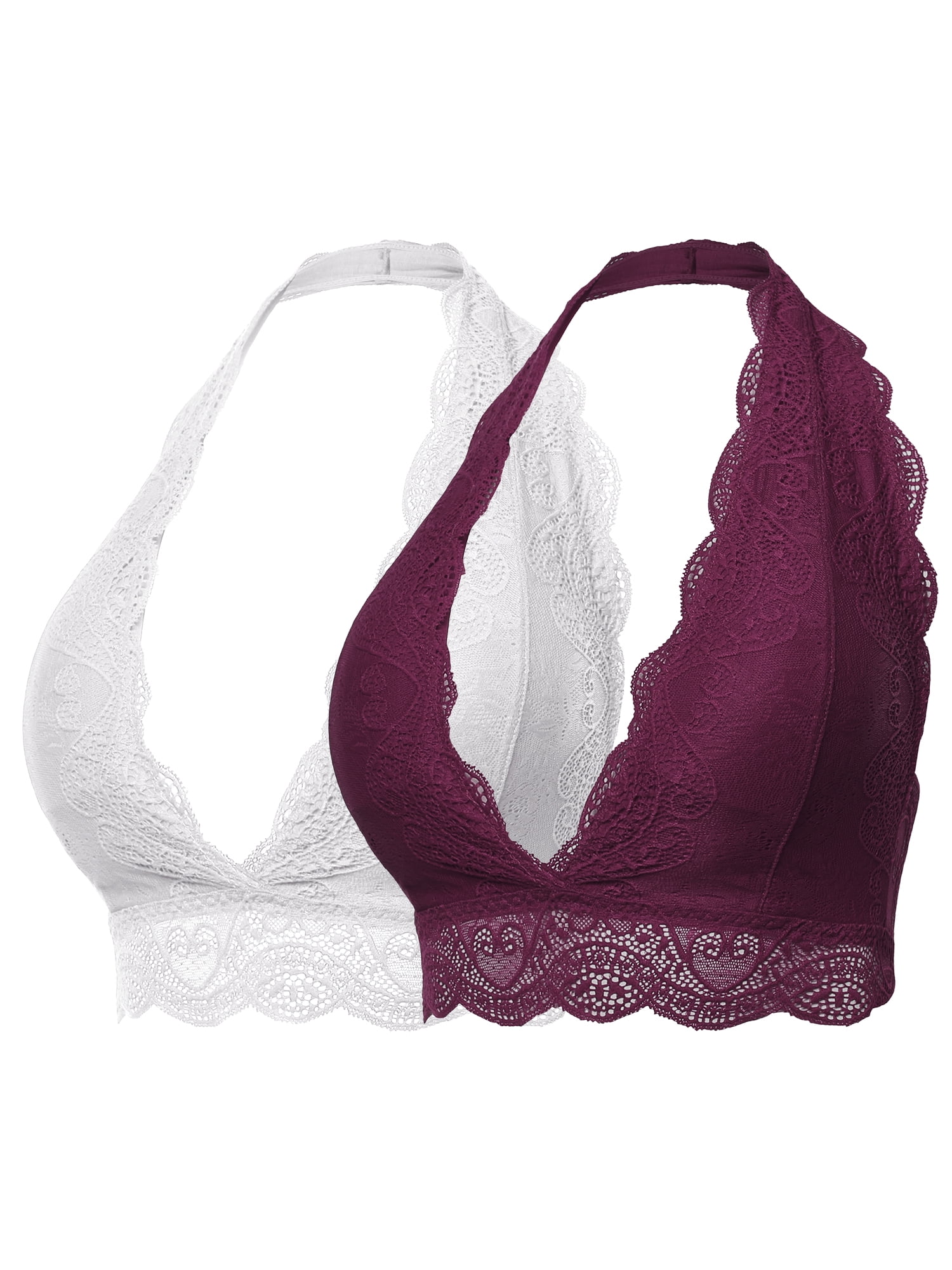 FashionOutfit Women's Solid Lace Cami Halter Neck Bralette - Walmart.com