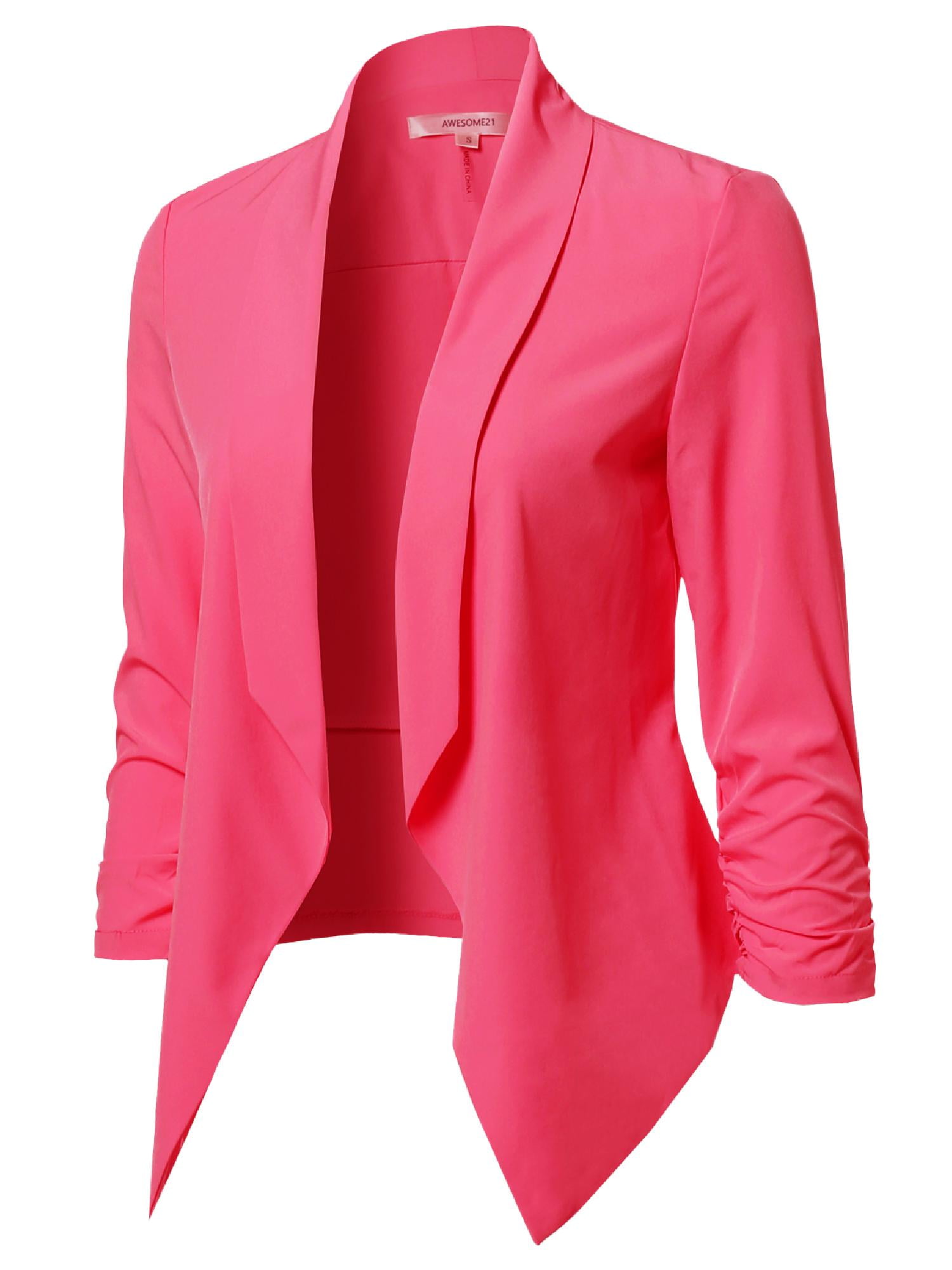 FashionOutfit Women's Solid Lightweight Open Front Shirring Sleeve ...