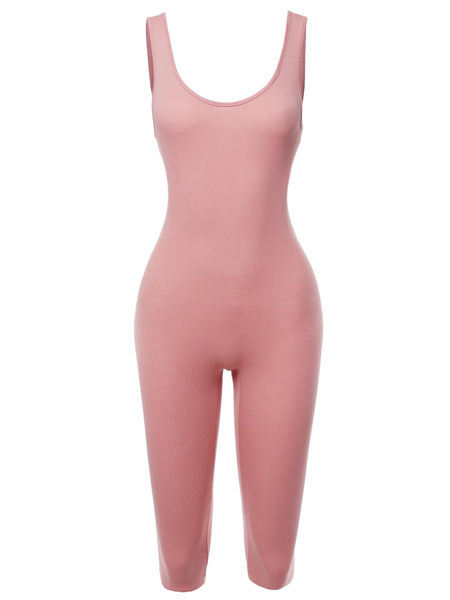 Fashionoutfit Womens Solid Tank Top Cotton Catsuit Bermuda Bodysuit