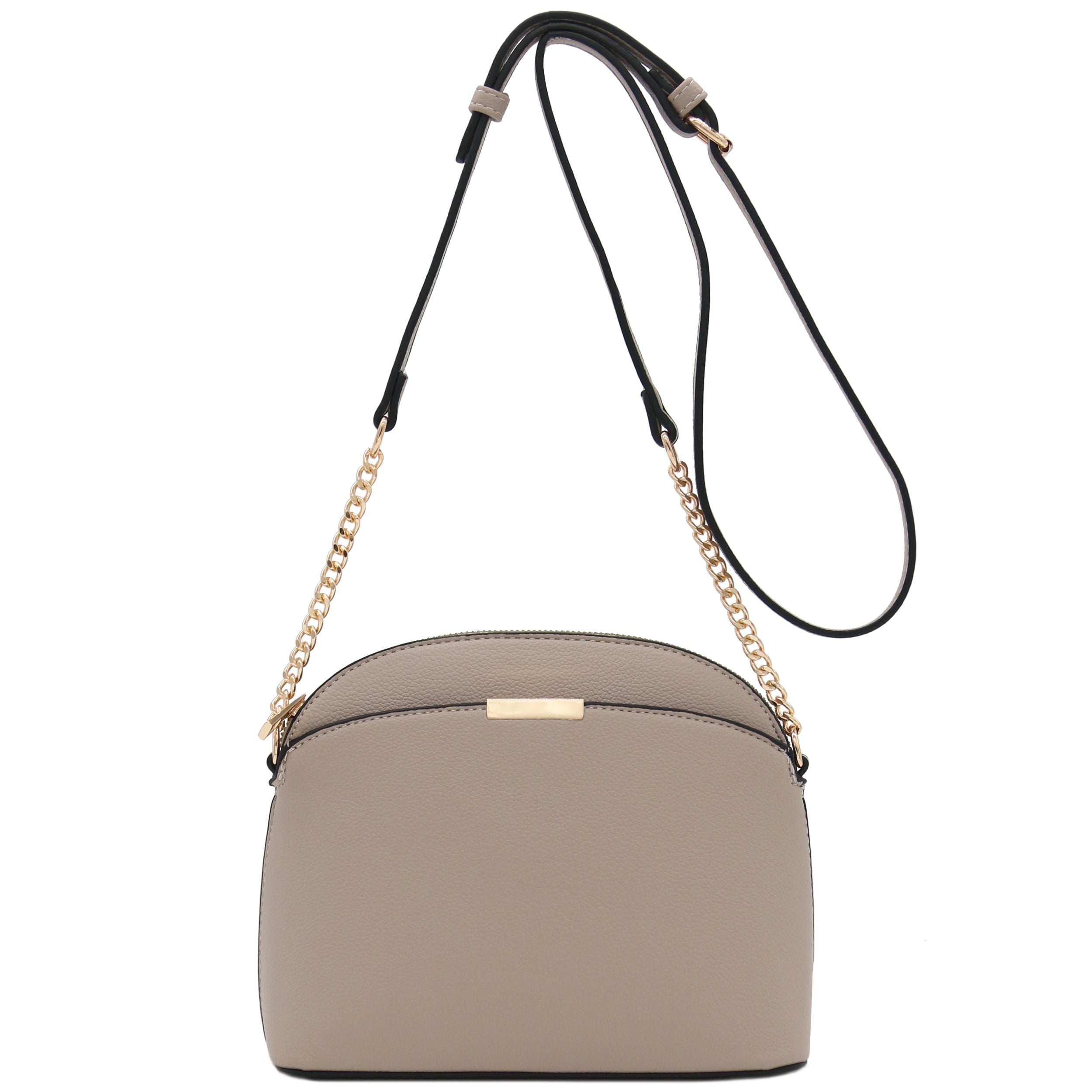 FashionPuzzle Faux Leather Solid Small Dome Crossbody Bag with Chain ...