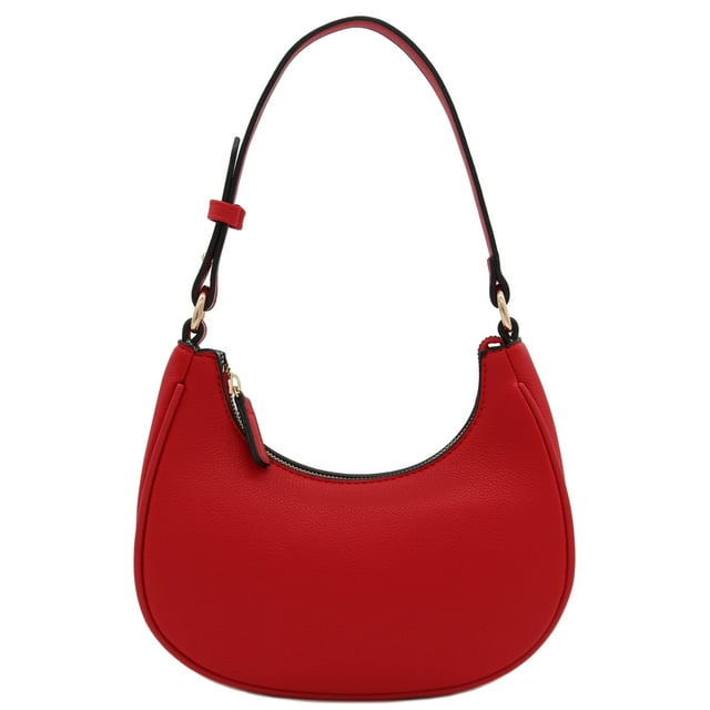 FashionPuzzle Small Crescent Shoulder Bag Underarm Purse (Red ...