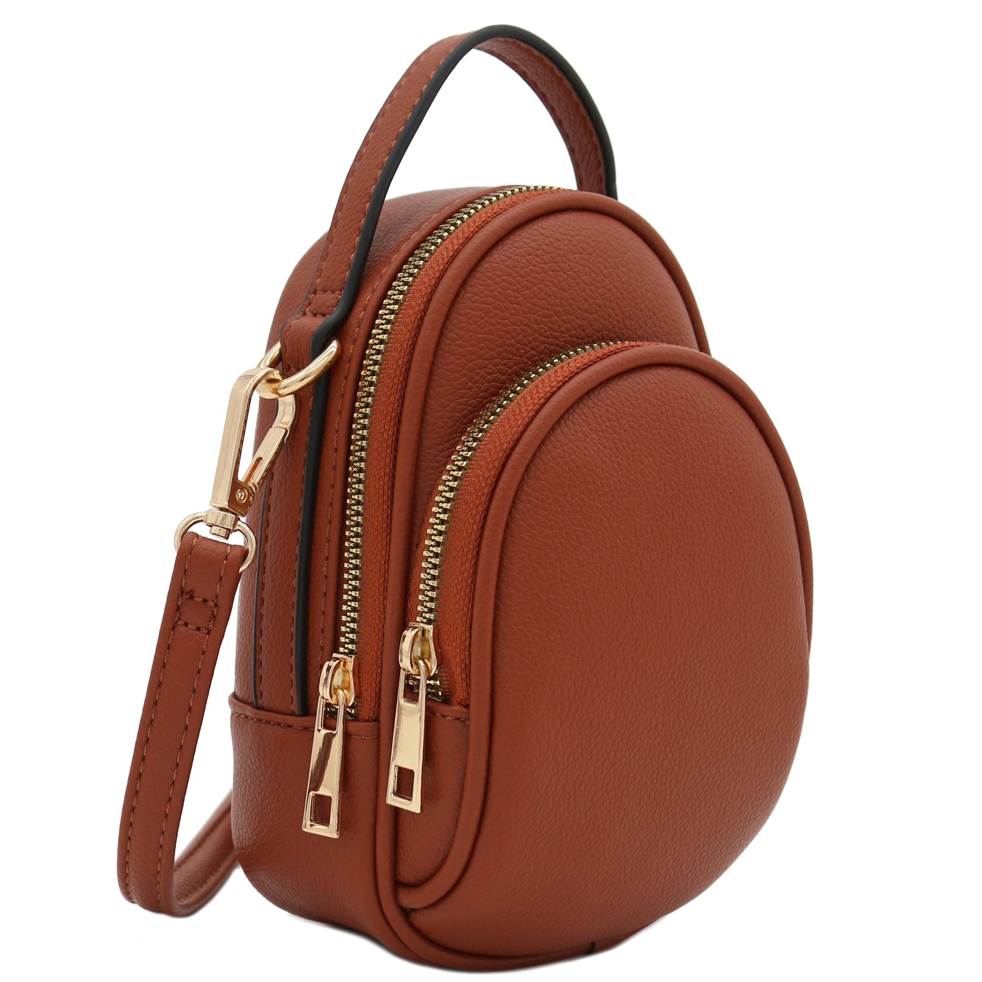 FashionPuzzle Two Compartment Phone Crossbody Mini Bag (Brown ...