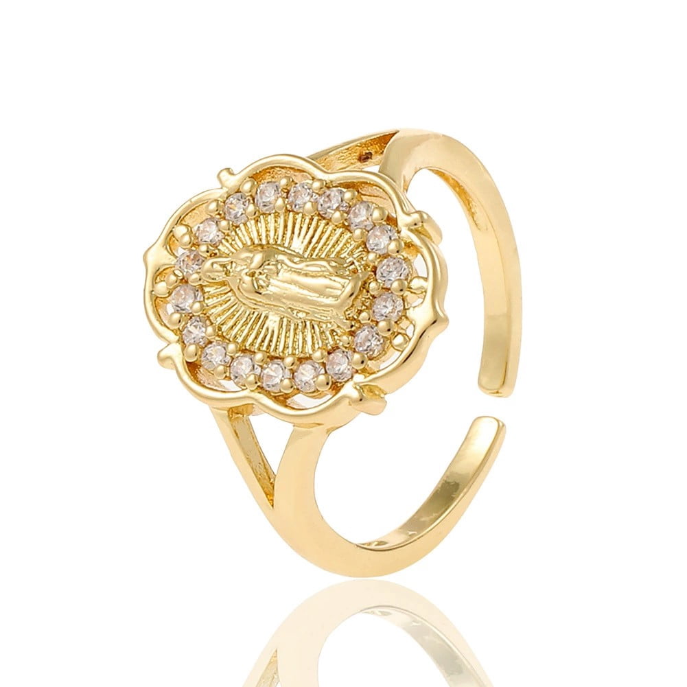 Fashionable 14K Yellow Gold Micro Set Zircon With Religious Elements ...