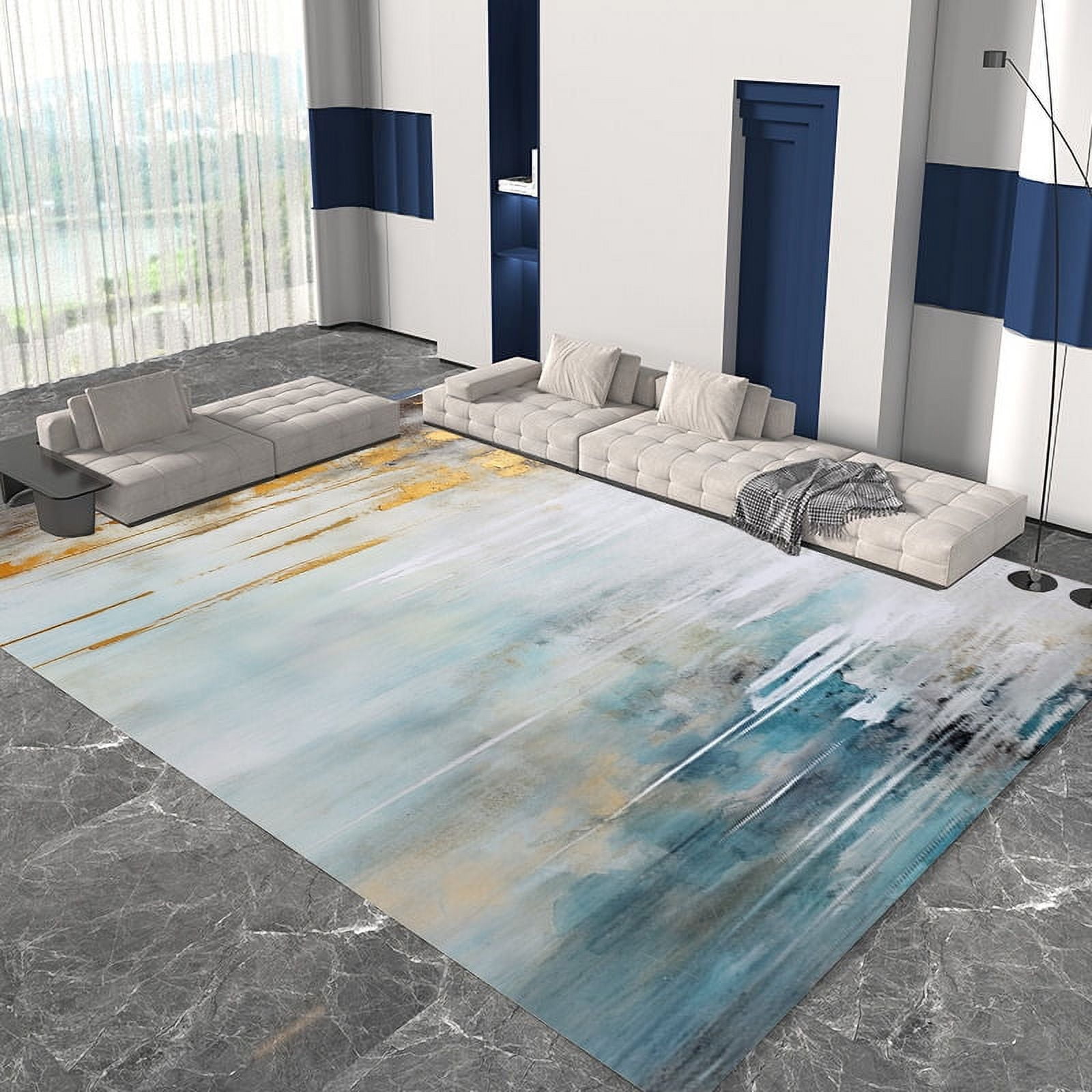 Fashionable Abstract Living Room Nordic Large Area Short Plush Floor ...