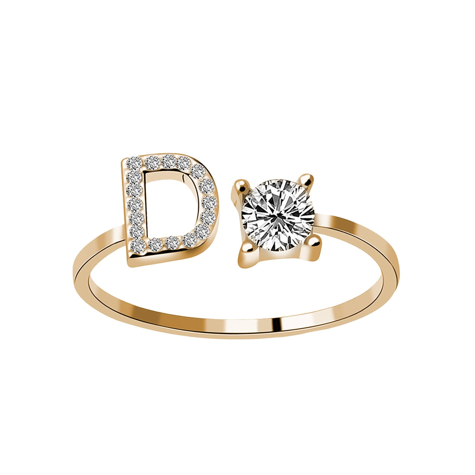 Fashionable And Opening 26 Letters With Diamond Ring Ladies Jewelry ...