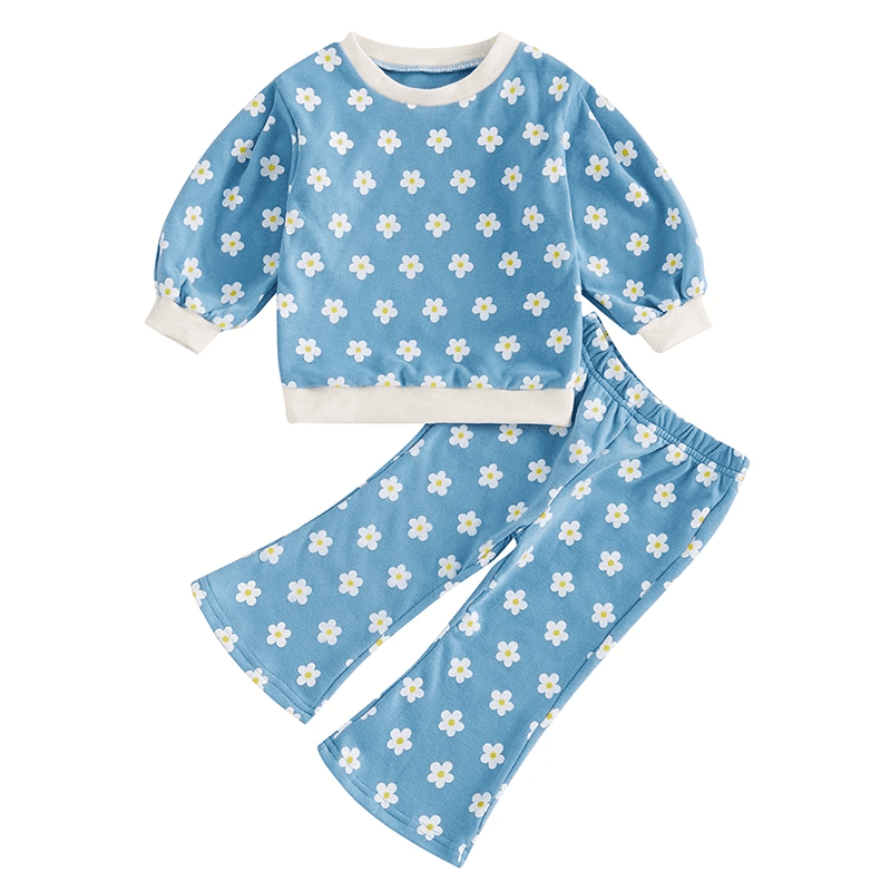 Fashionable Blue 2Pcs Crew Neck Set for Girls - Walmart.com