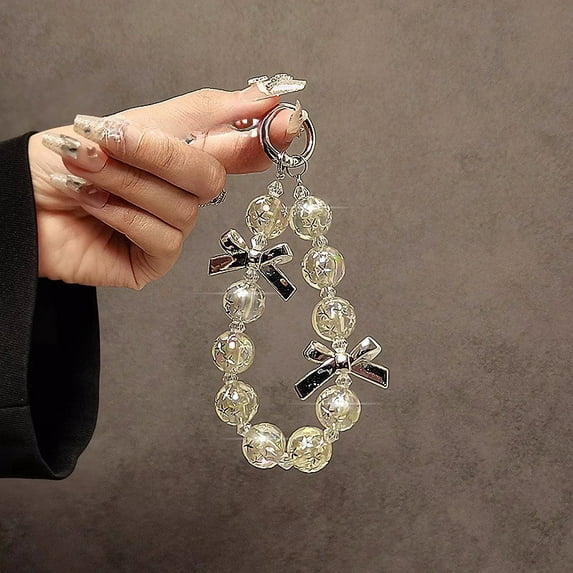Fashionable Bow Personalized Mobile Phone Chain Short Wrist Hand-Beaded ...