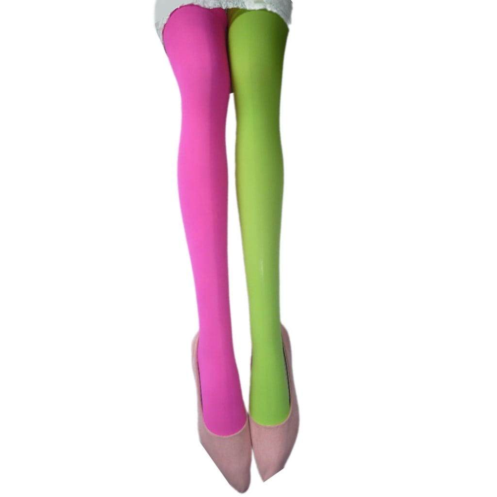 Fashionable Candy Color Two Tone Stockings Open Crotch Velvets Tights ...