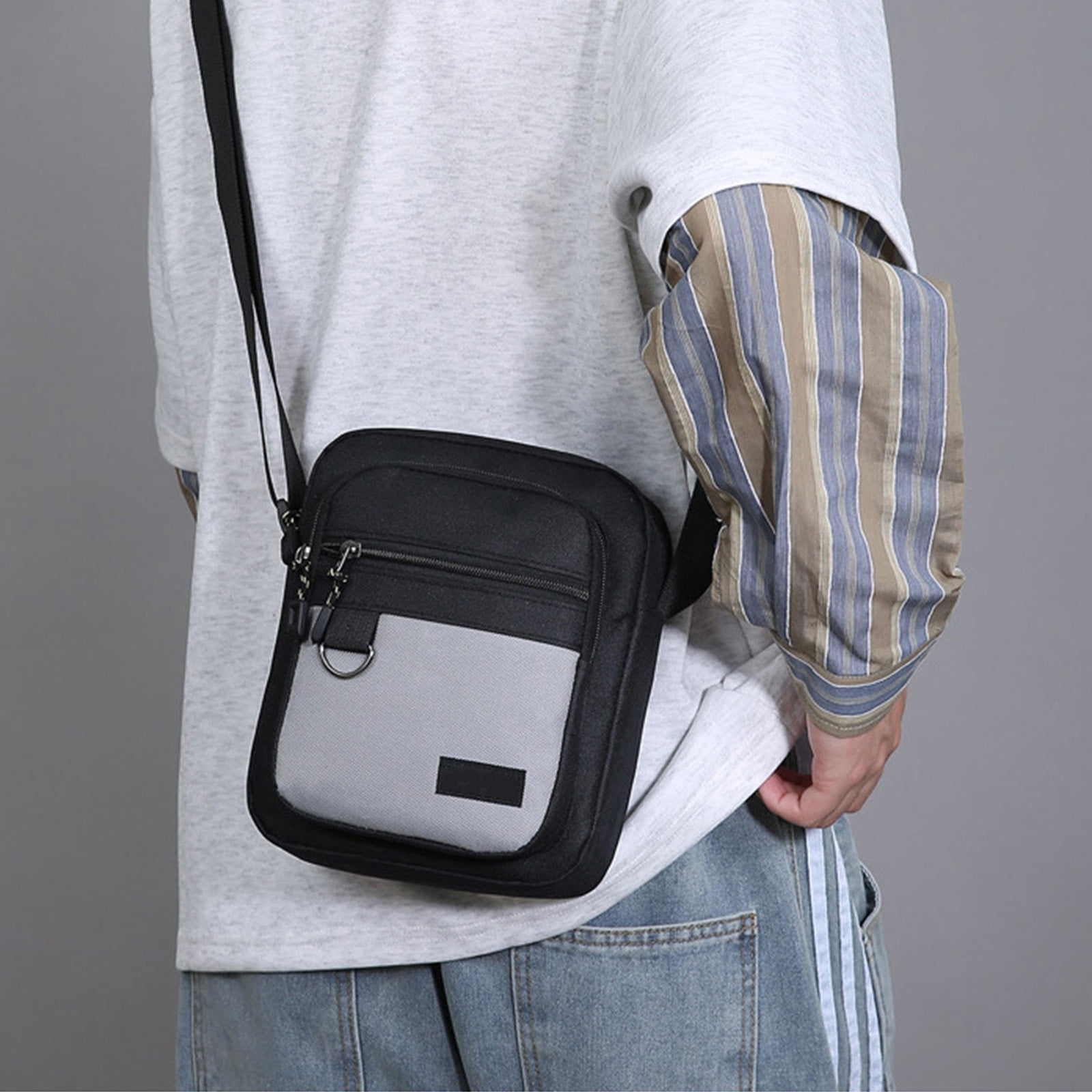 Fashionable Casual Lightweight Men's One-shoulder Square Bag Iron ...