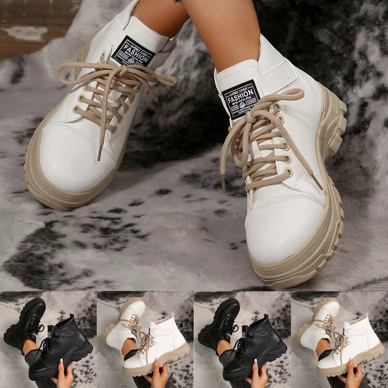 Fashionable Casual Outdoor Short-Barrel Waterproof Lace-Up Snow Boots ...
