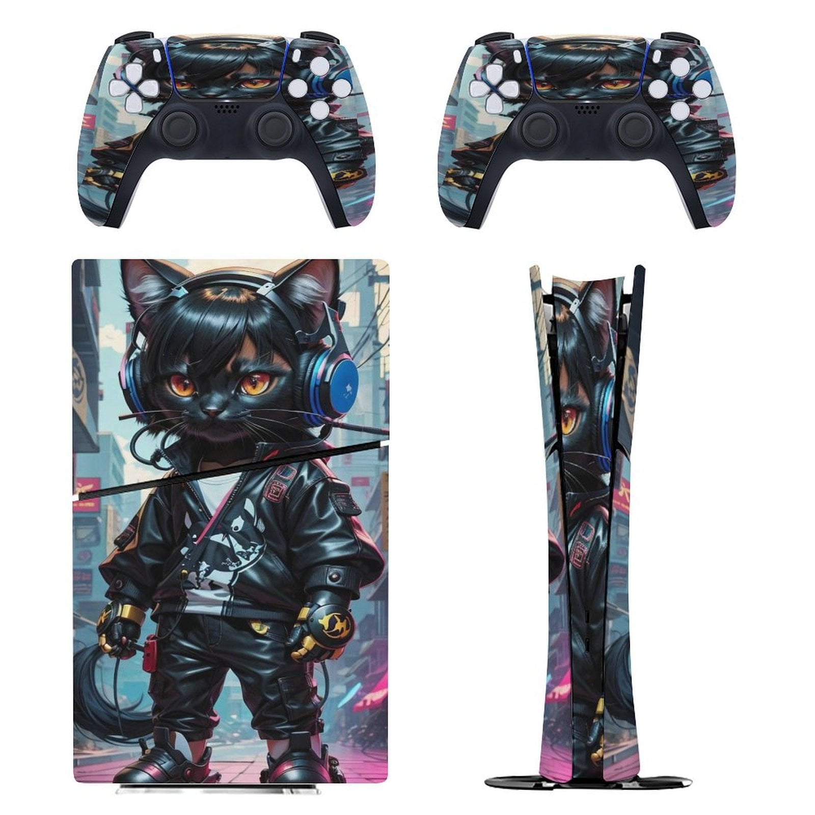Fashionable Cool Kitten PS5/PS5 Slim Digital Disc Skin Sticker For ...
