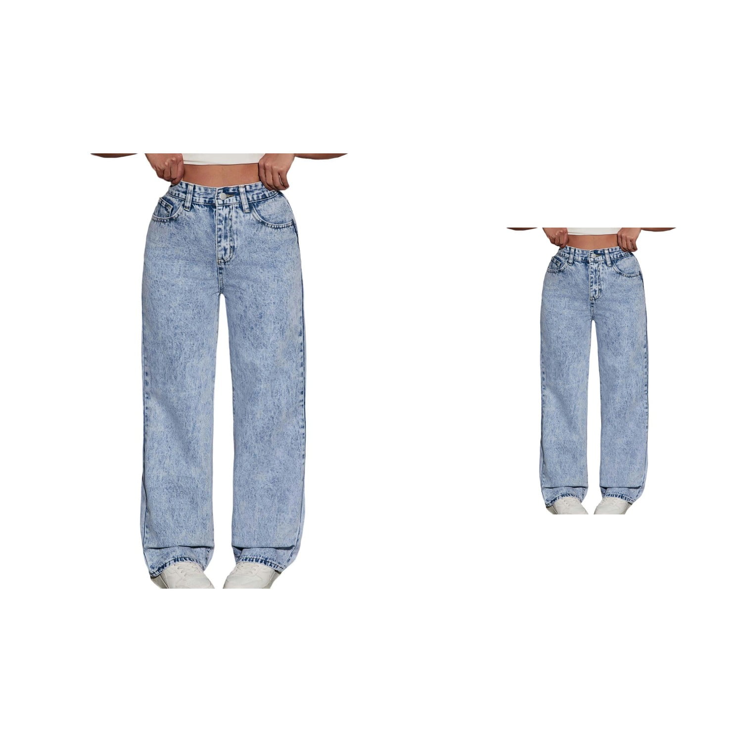 Fashionable Distressed Wide Leg Pants, Embroidered Back Pocket, Casual ...