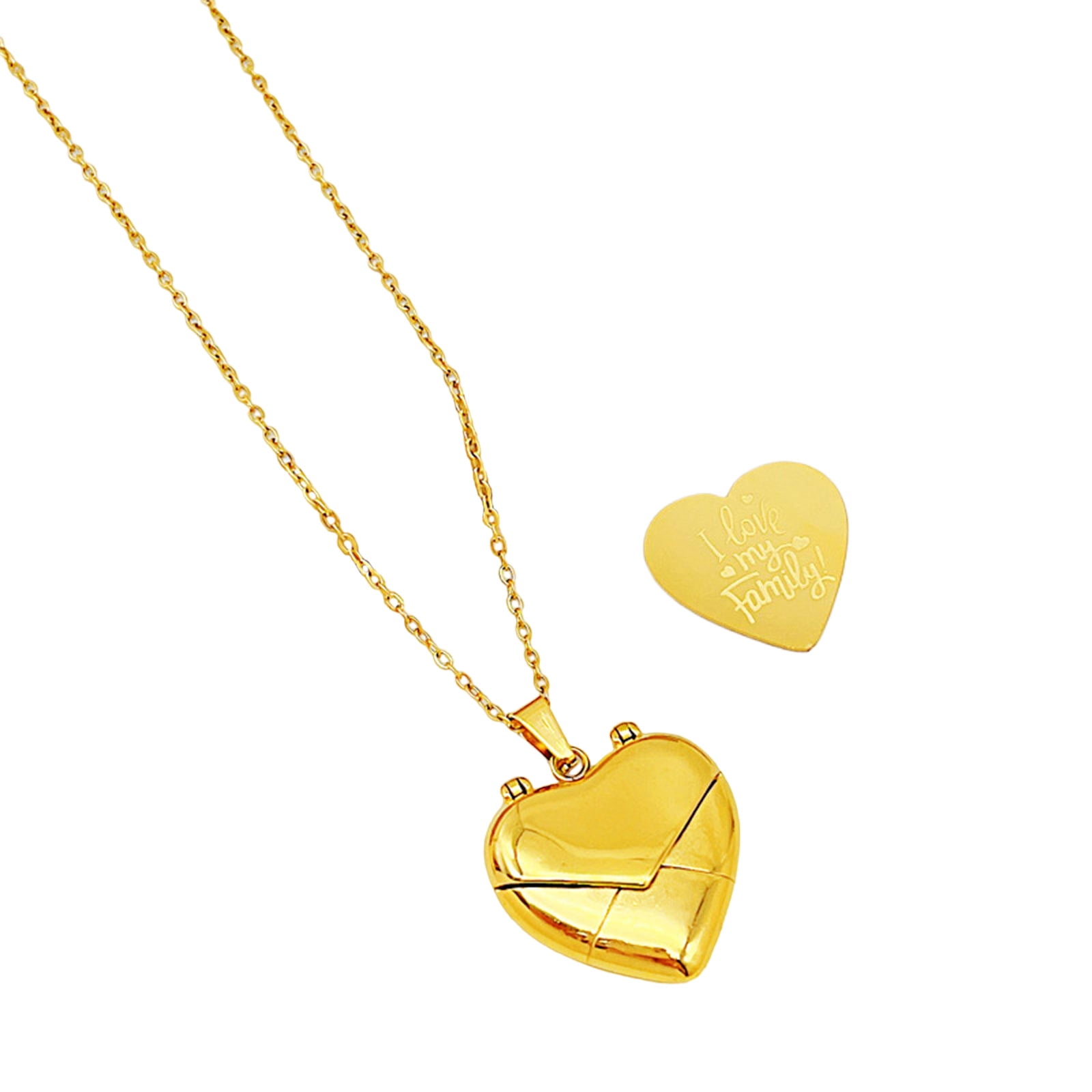 Fashionable Engravable Heart Envelope Locket Necklace Adjustable Length ...