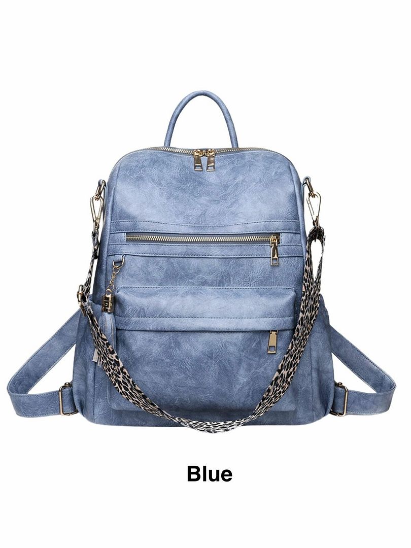 Fashionable Faux Leather Backpack with Leopard Print Sling for Stylish ...