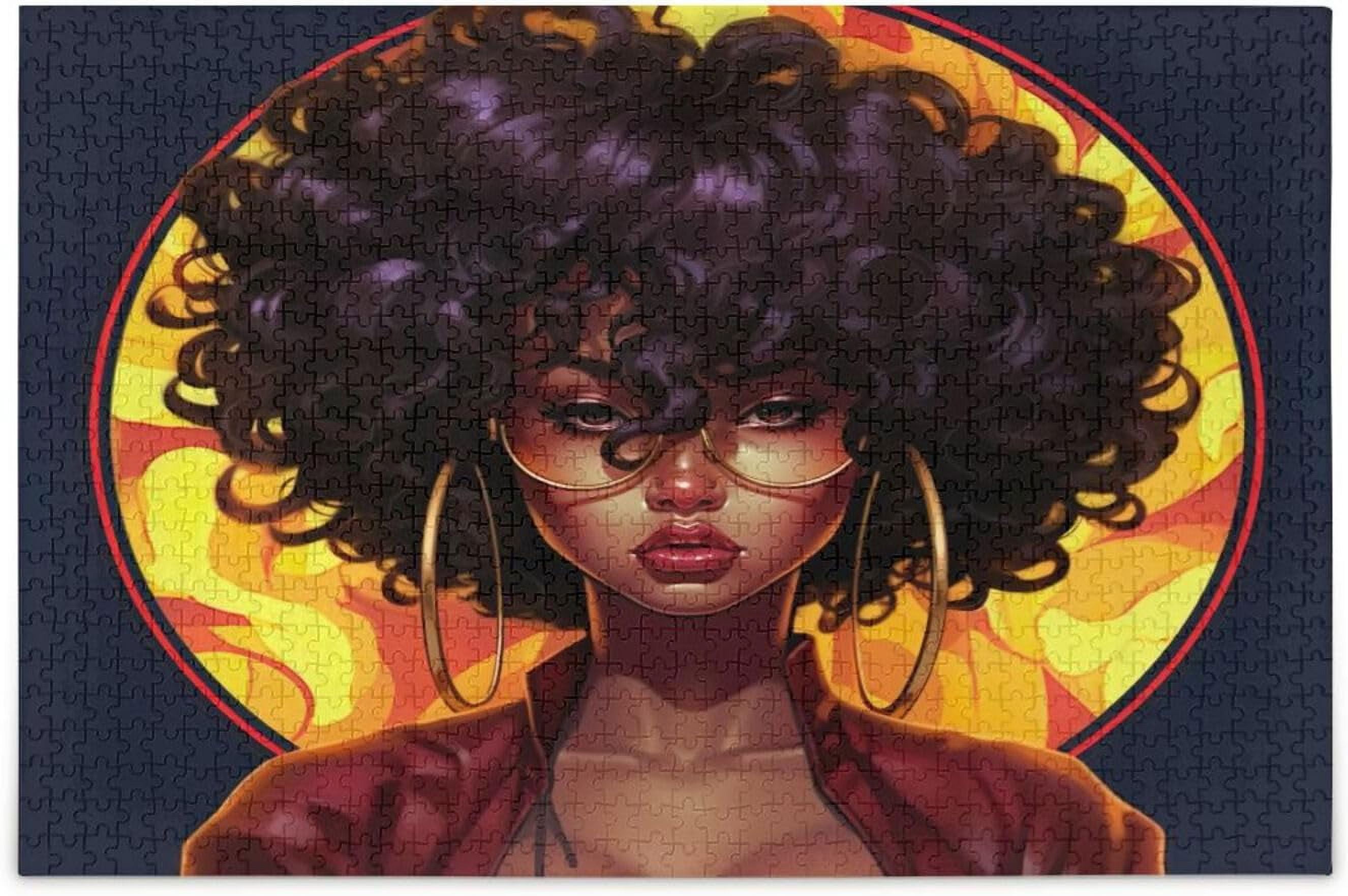 Fashionable Girl with Dark Skin Jigsaw Puzzles for Adults or Kids 1000 ...