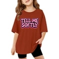 Fashionable Graphic Letter Print Casual Tee for Girls Soft Comfortable ...