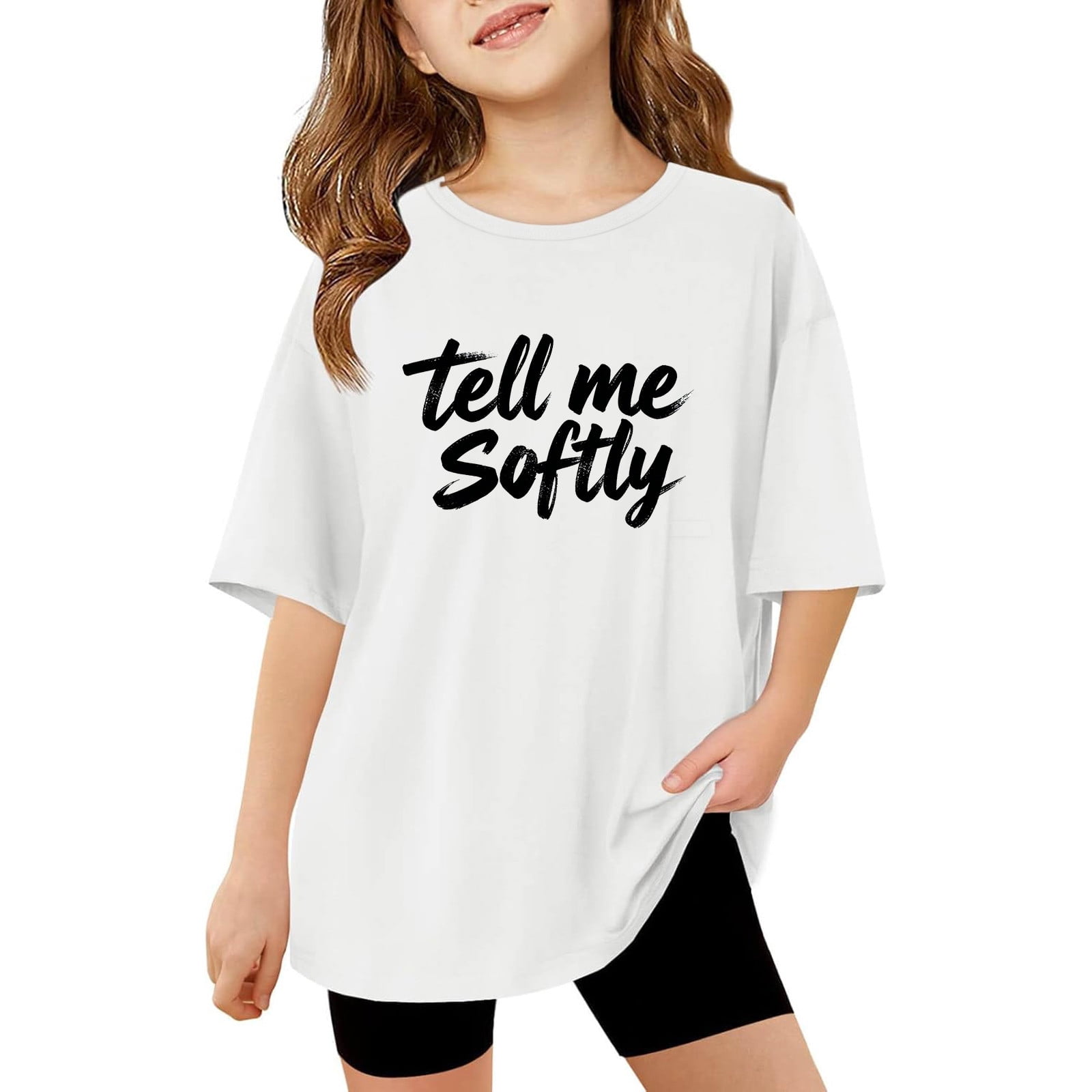 Fashionable Graphic Letter Print Tee Shirts For Girls Soft Comfortable ...