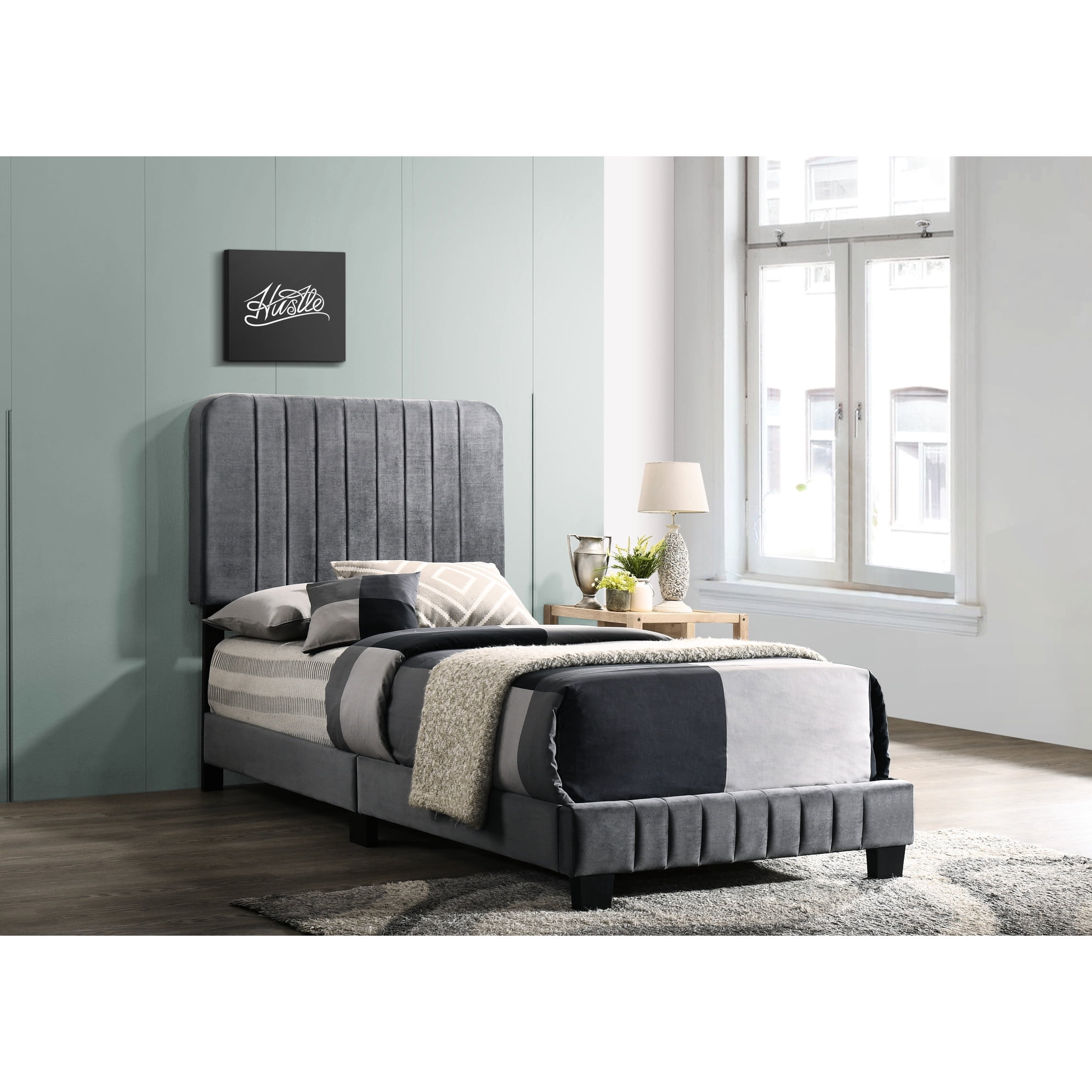 Fashionable Gray Twin Bed 48"h X 43"w 81"d - Construction For Room Chic ...