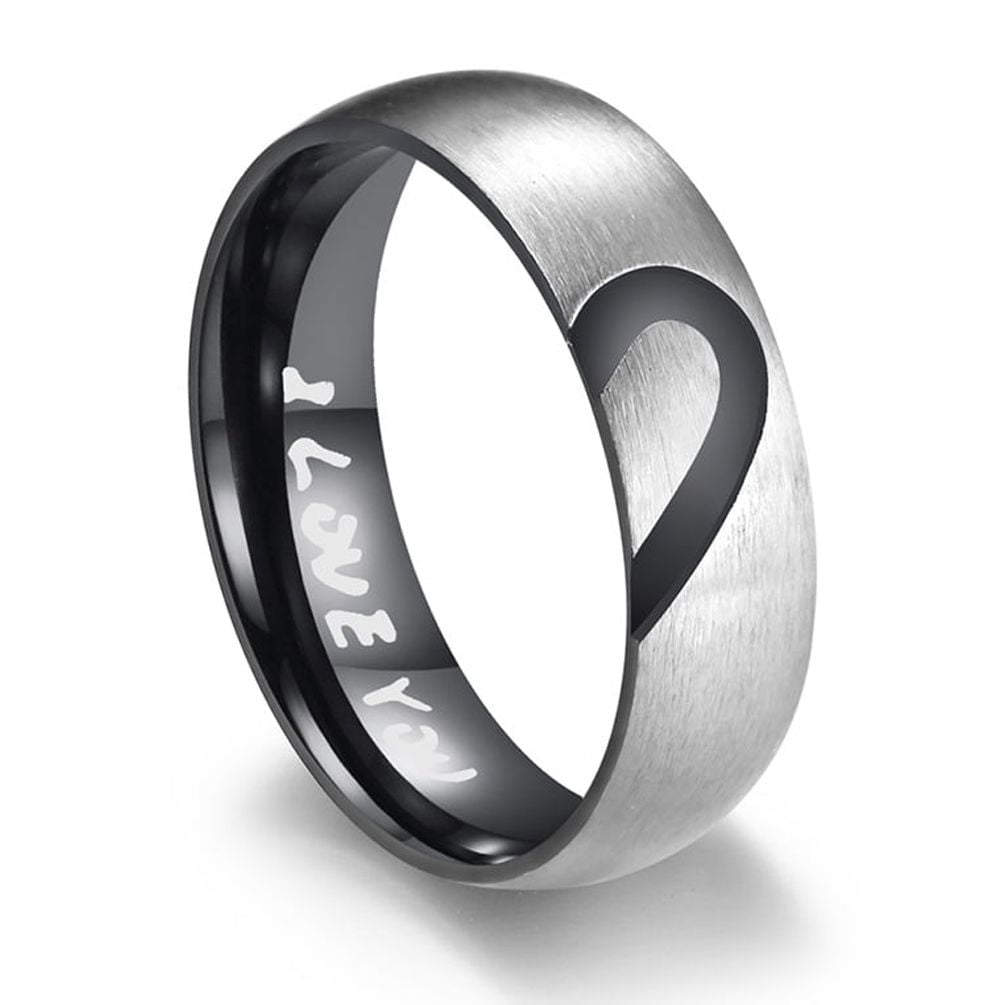 Fashionable Heart Shaped Couple Rings 14K White Gold Half-Peach Design ...