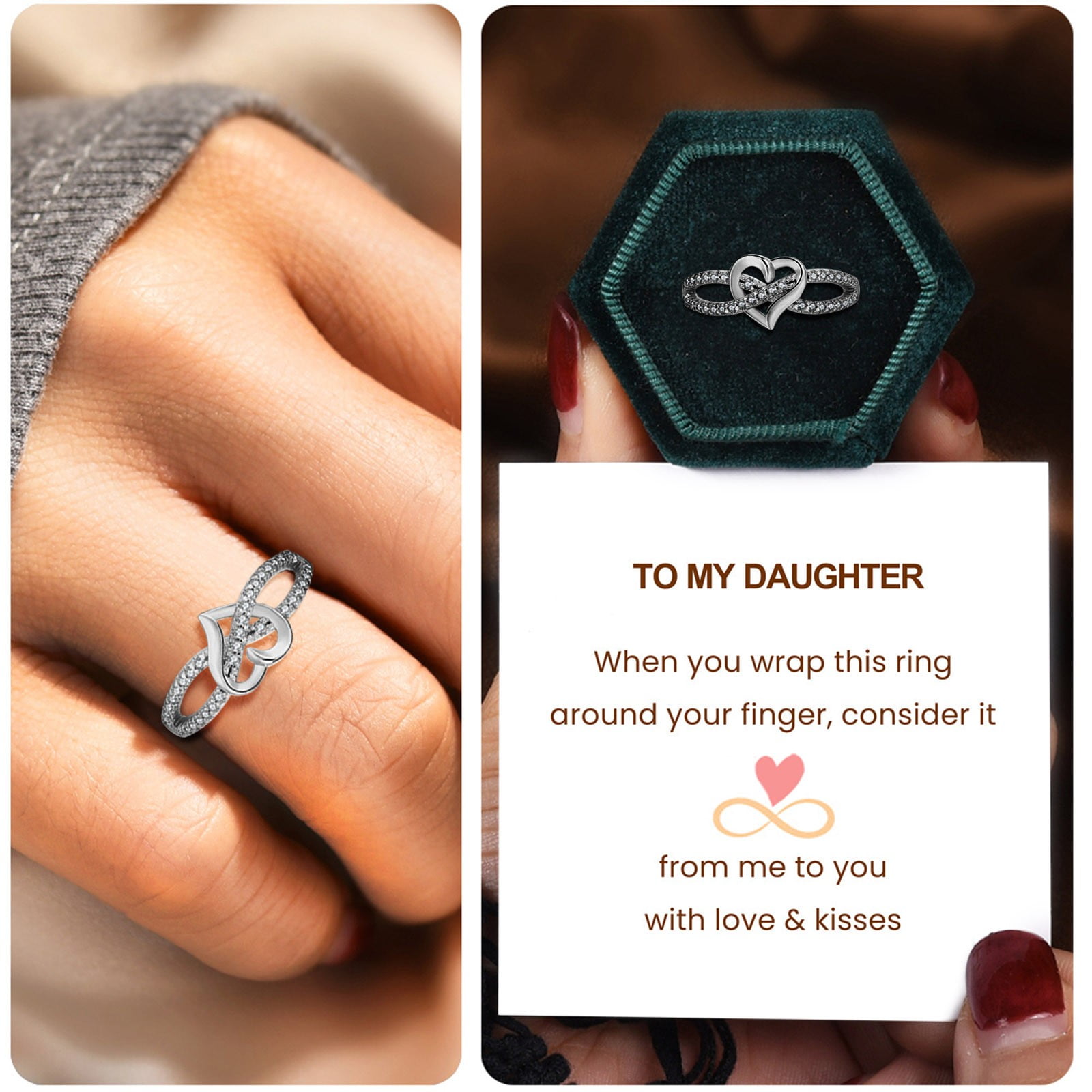 Fashionable Heart Shaped Ring Knotted Fashion Jewelry Open Silver Ring ...