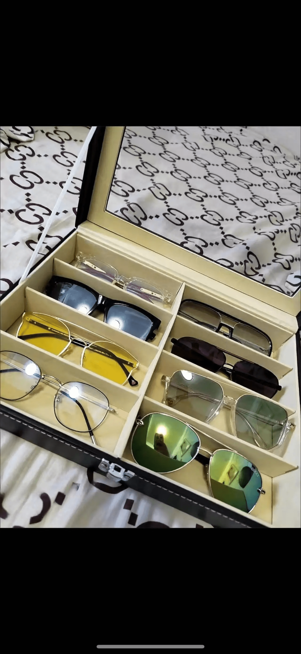 Fashionable Leather Eyeglass Storage Box 8 Compartments Sun Glasses ...