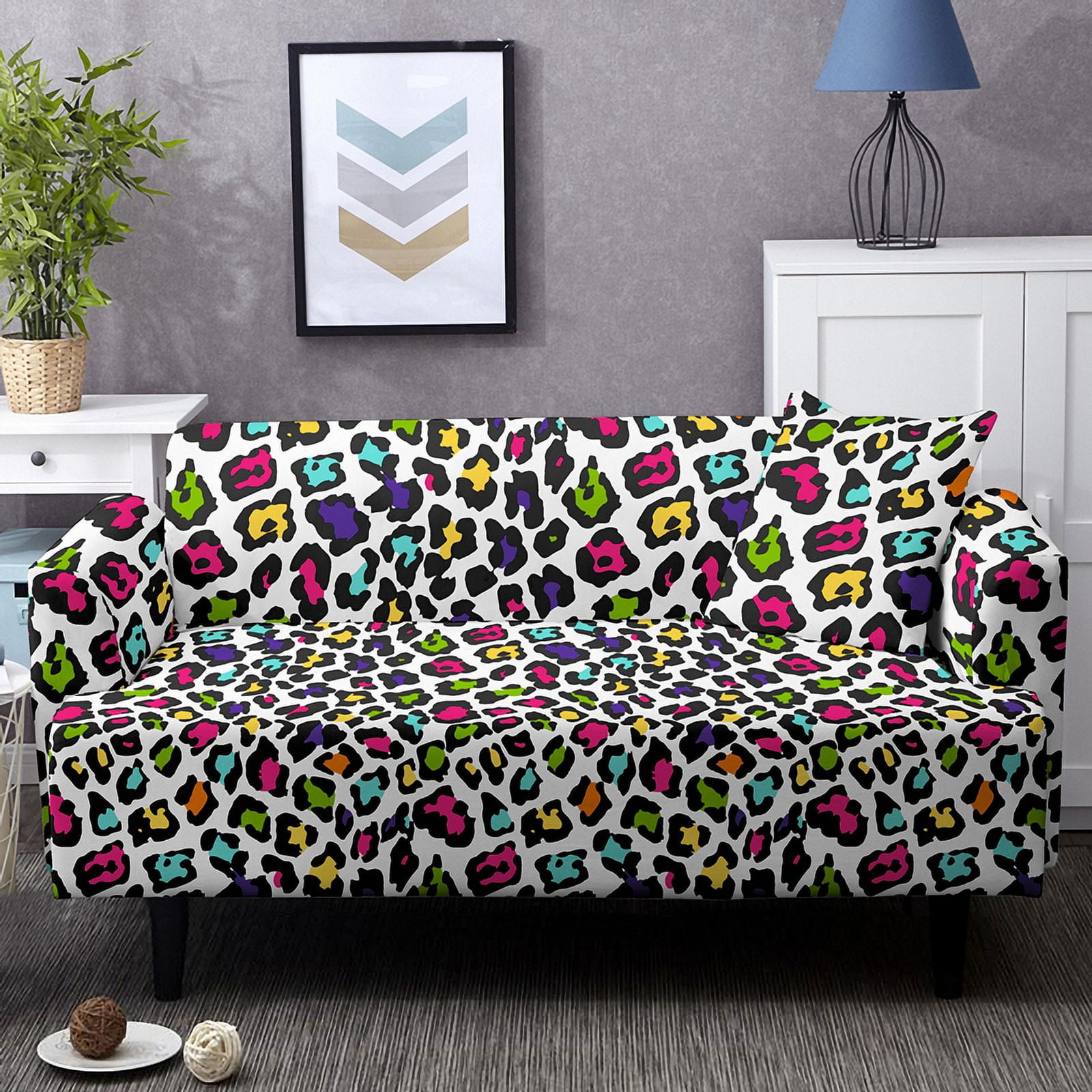 Fashionable Leopard Print Stretch Sofa Cover 1/2/3/4 Seater For Living ...