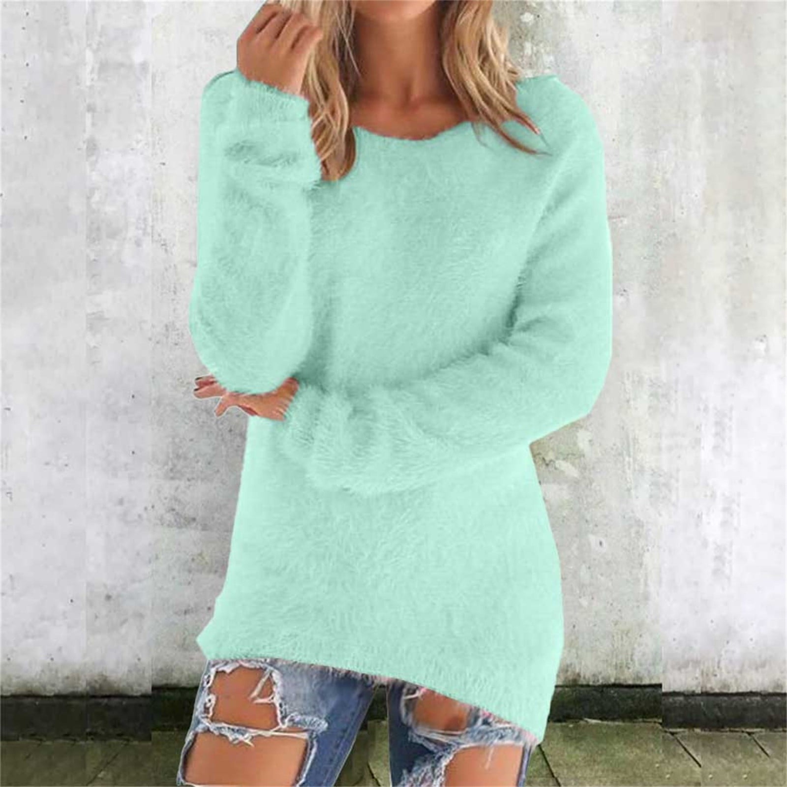Fashionable Long Sleeve Pullovers, Loose Fuzzy Jumper Sweater ...