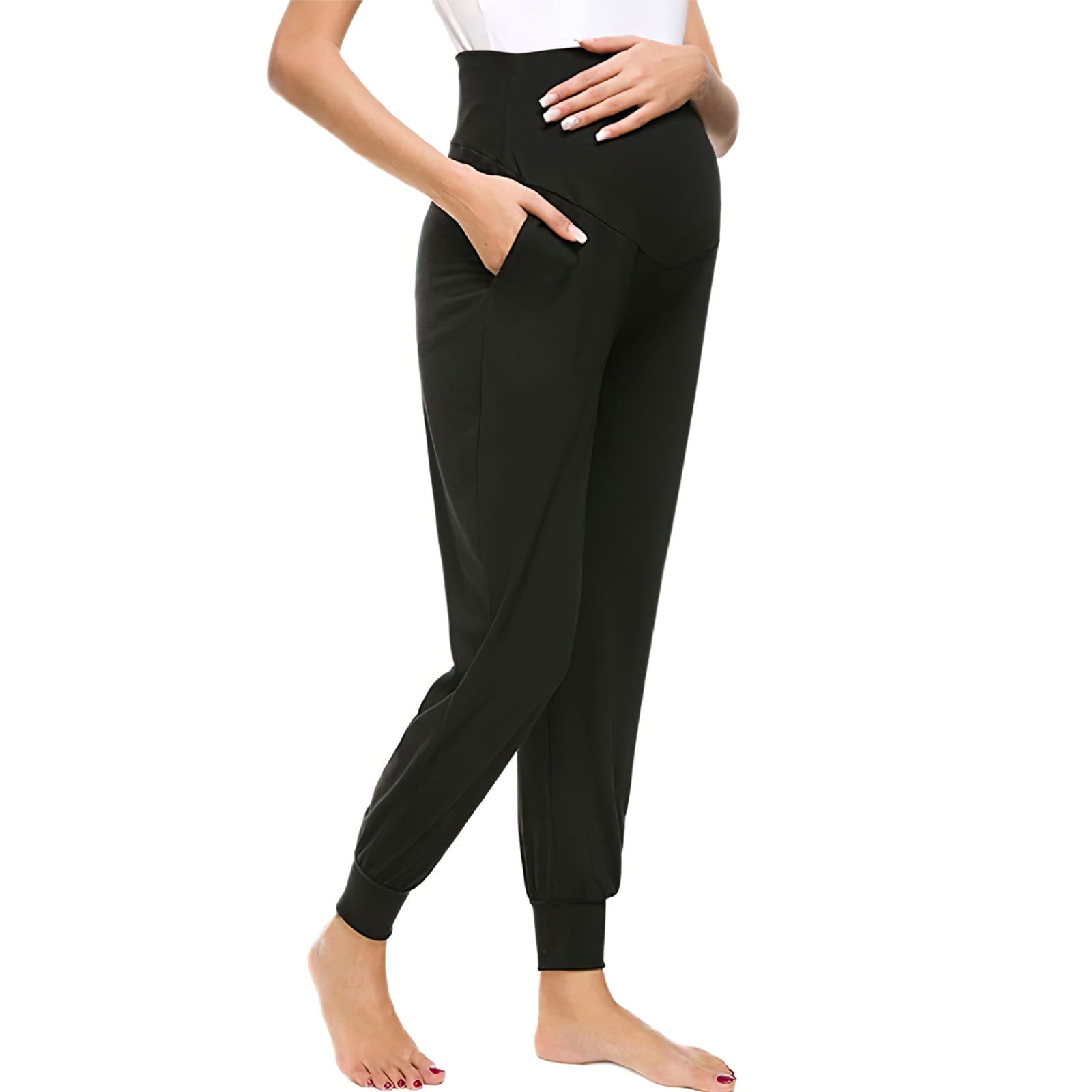 Fashionable Maternity Exercise Pants Stretchy Polyester Pants For ...