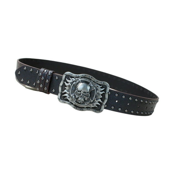 Fashionable Men's Belt with Cowgirls Skull Pattern PU Leather Practical ...