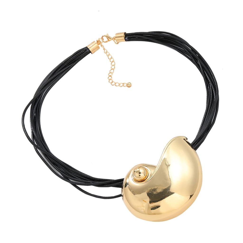 Fashionable Metal Conch Necklace for Women Elegant PU Leather Rope ...