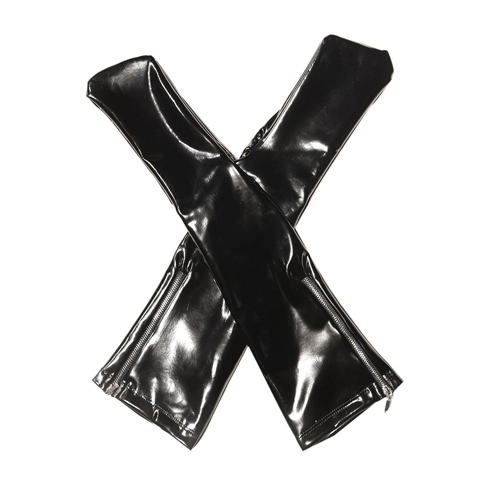 Fashionable Metallic Faux Latex Over Knee Leg Covers Glossy Wet Look ...