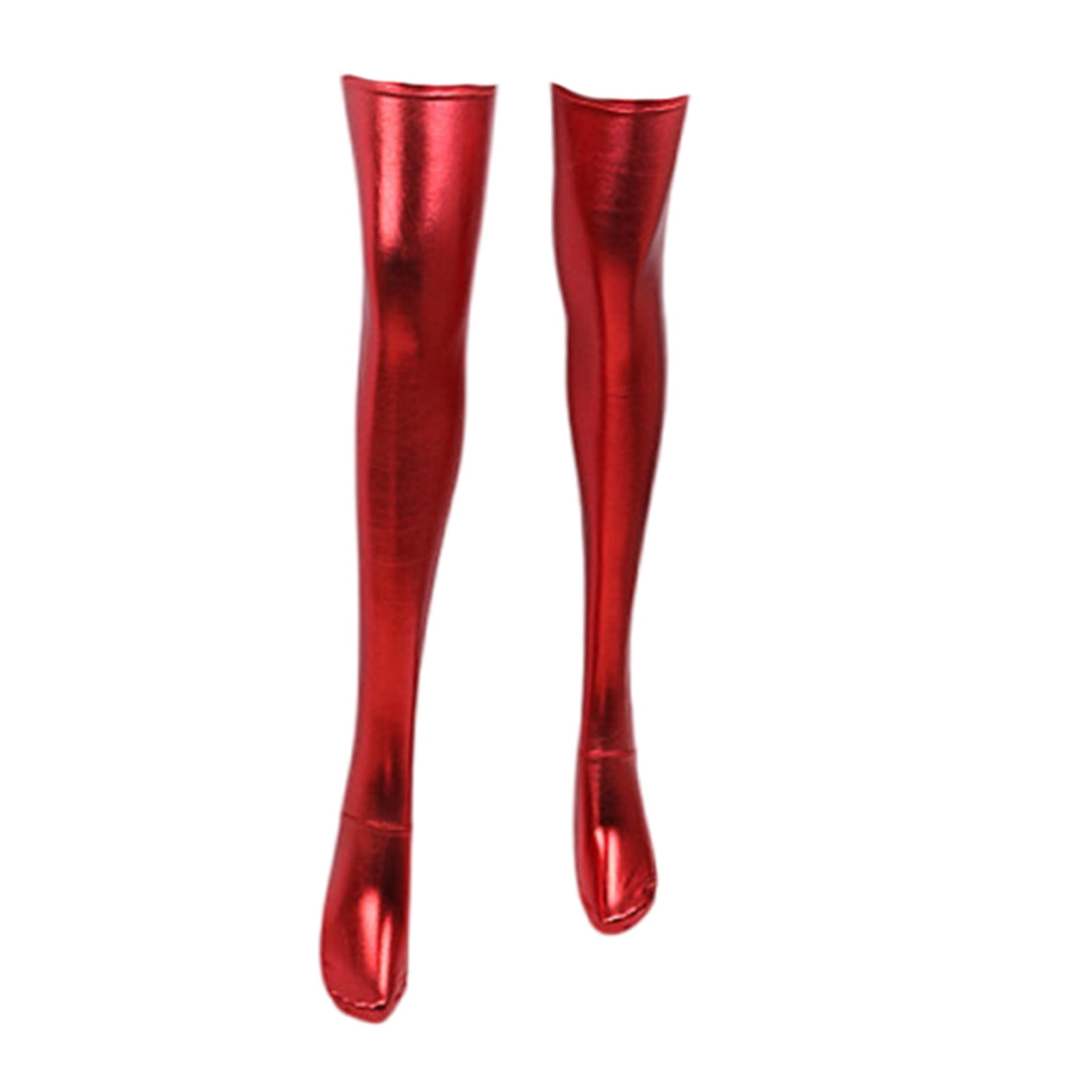 Fashionable Metallic Liquid Faux Leather Over Knee Socks Glossy Wet ...