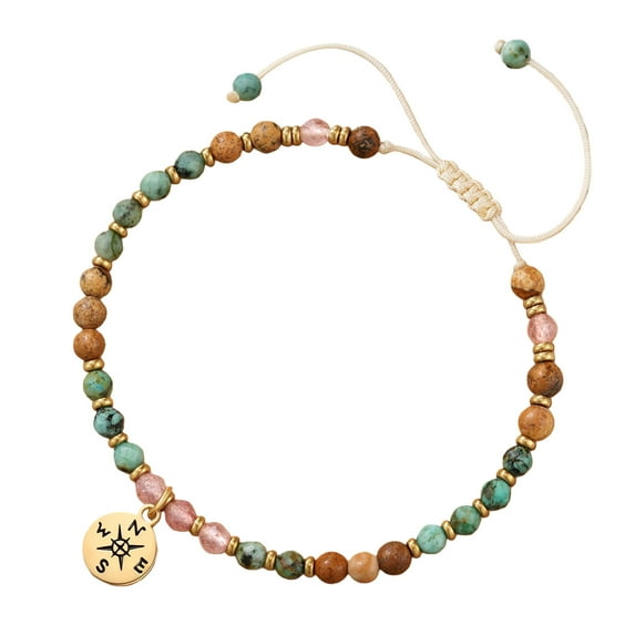 Fashionable Natural Stone Guide Charm and Alloy Detail Braided Rope ...