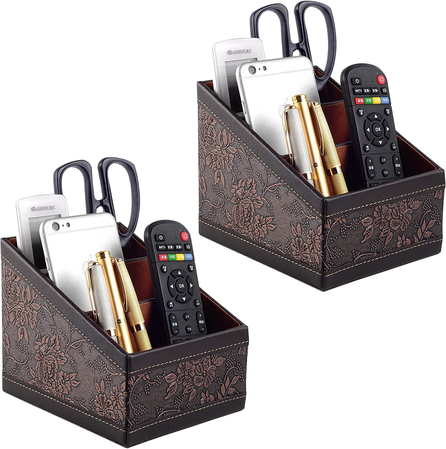 Fashionable PU leather TV remote control Holder with 3 compartments ...