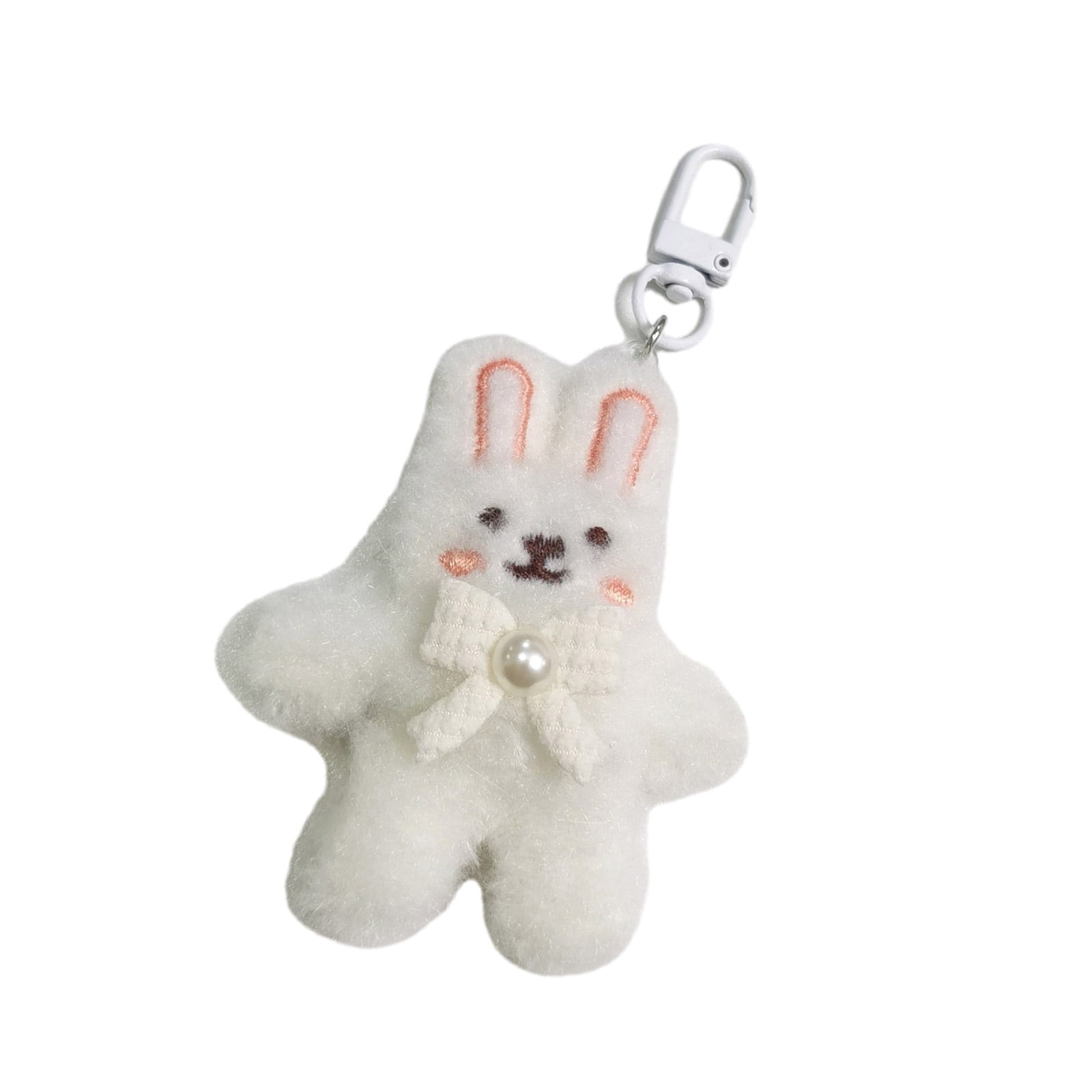 Fashionable Plush Rabbits Key Holder Stylish Pearls Tie Rabbits ...