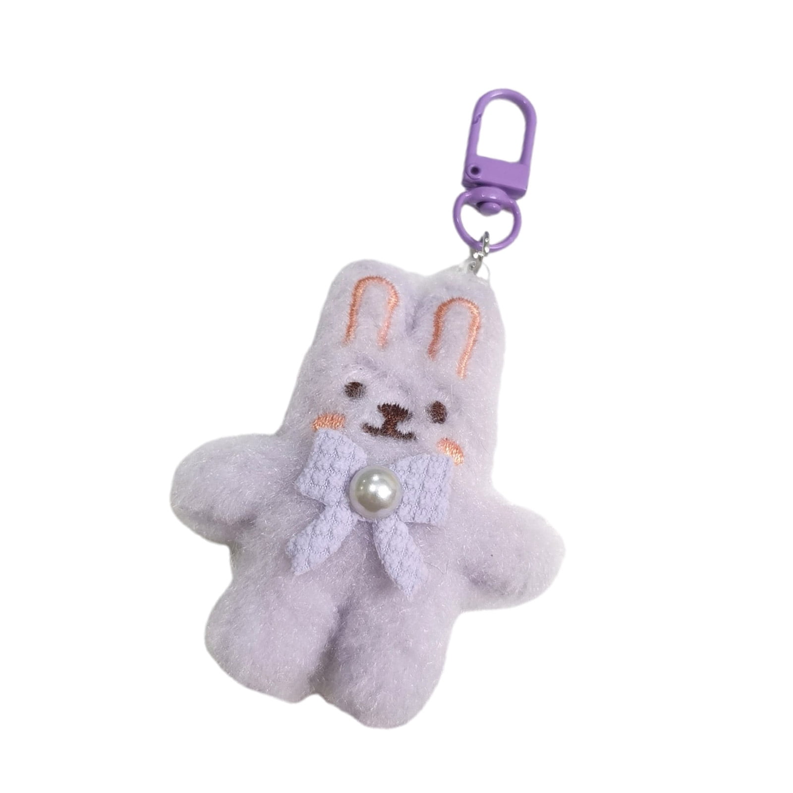 Fashionable Plush Rabbits Key Holder Stylish Pearls Tie Rabbits ...