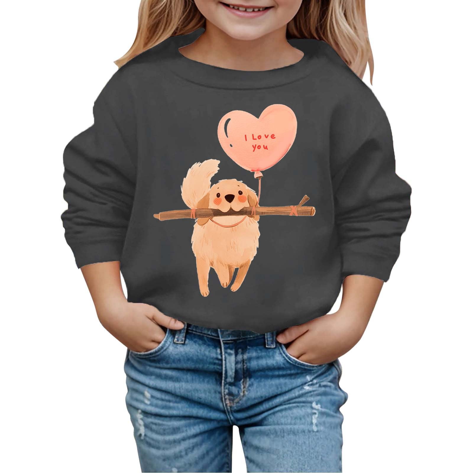 Fashionable Puppy Print Girls Hooded Sweatshirt for Valentine's Day ...