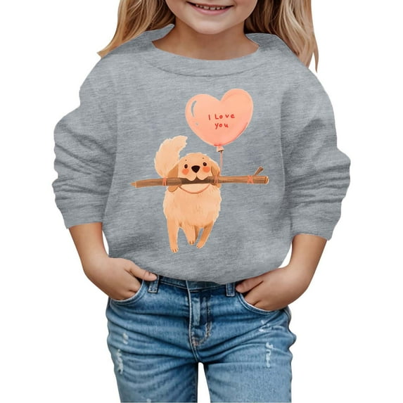 Fashionable Puppy Print Girls Hooded Sweatshirt for Valentine's Day ...