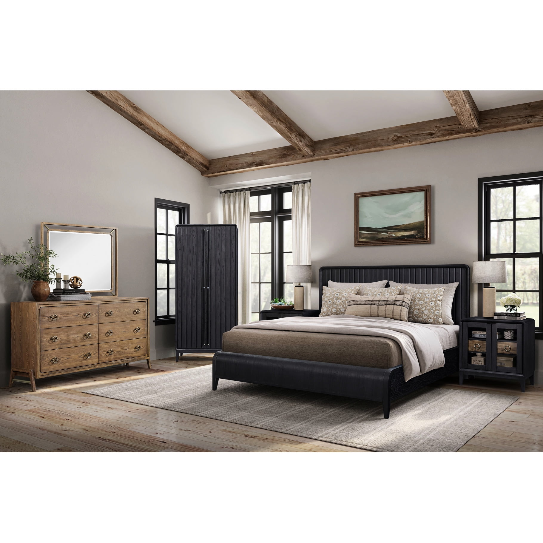 Fashionable Queen Waterfall Bed With Channel Headboard And Components ...