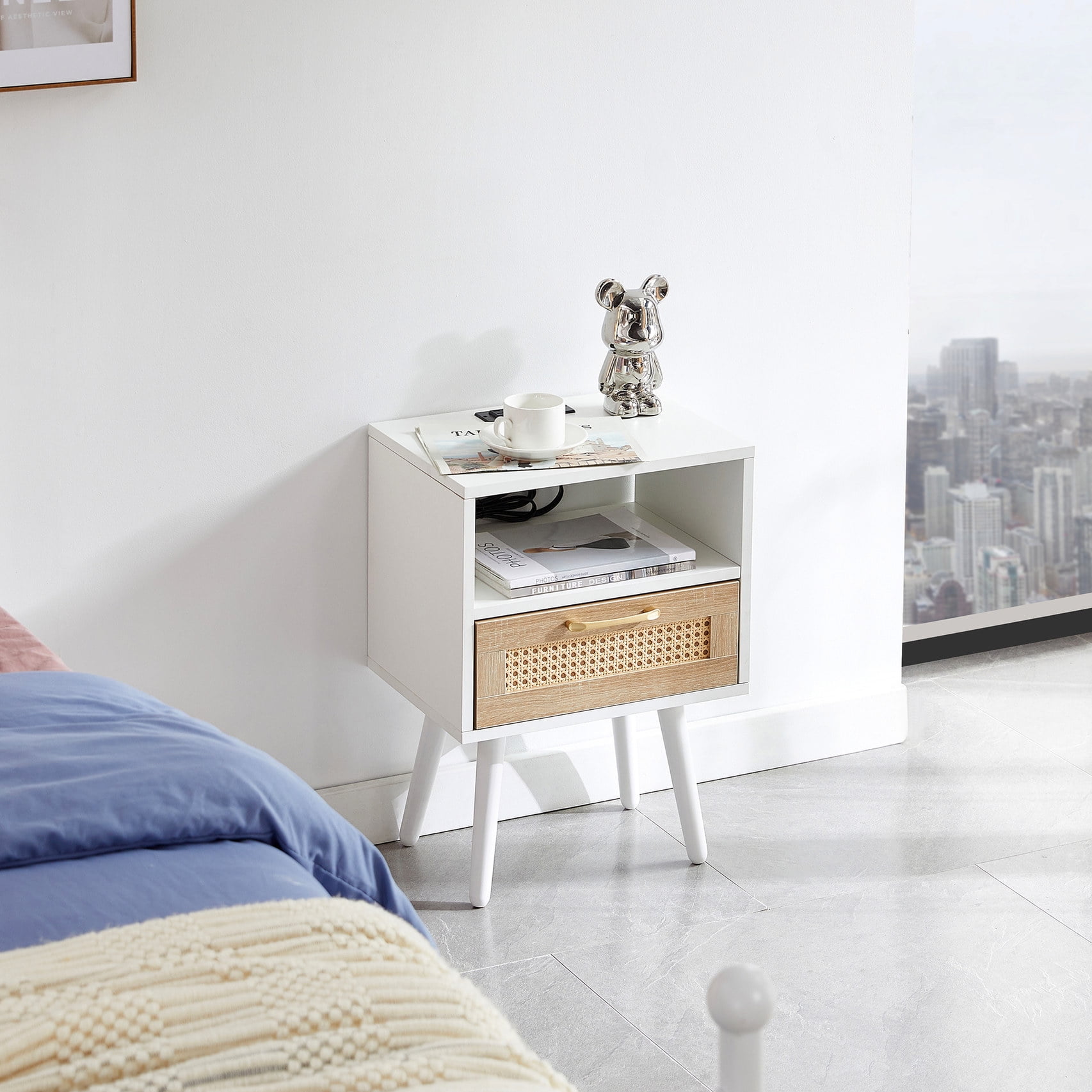 Fashionable Rattan Design with Charging Function - Ideal Side Table for ...