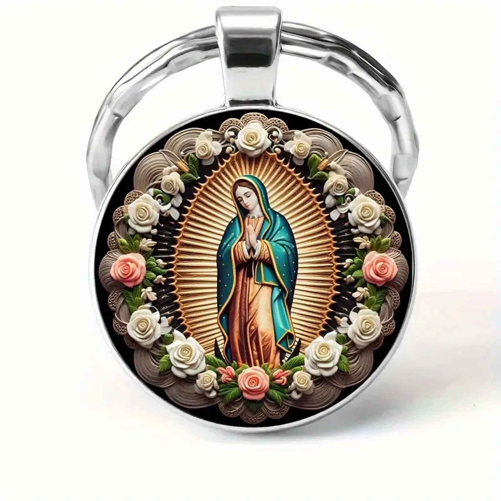Fashionable Retro Style Featuring The Virgin Mary Pattern With A Golden ...