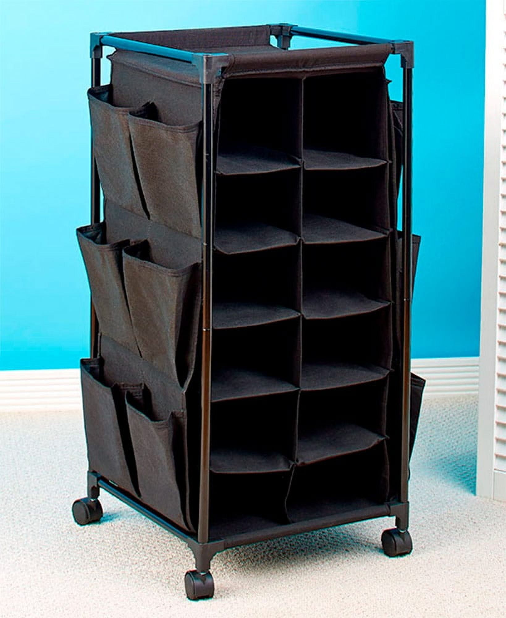 Fashionable Rolling Shoe Rack with Fabric Cubbies - Black - Walmart.com