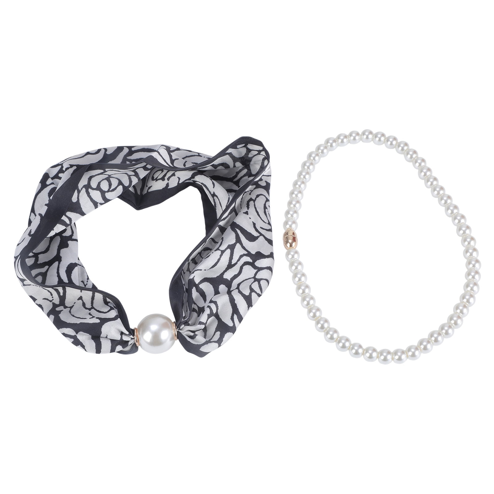 Fashionable Satins Floral Narrow Scarf for Women Clasp Neck Scarf with ...