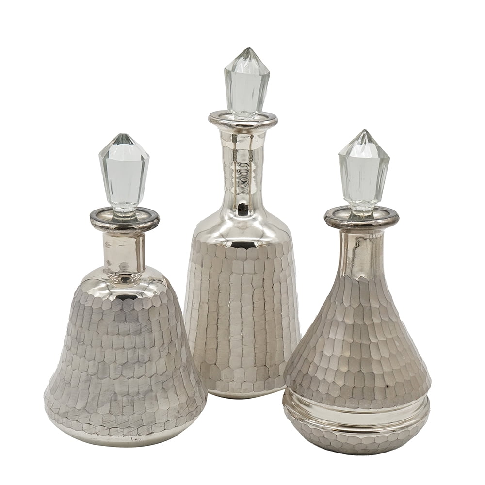 Fashionable Set Of 3 Nina Silver Glass Bottles - Walmart.com