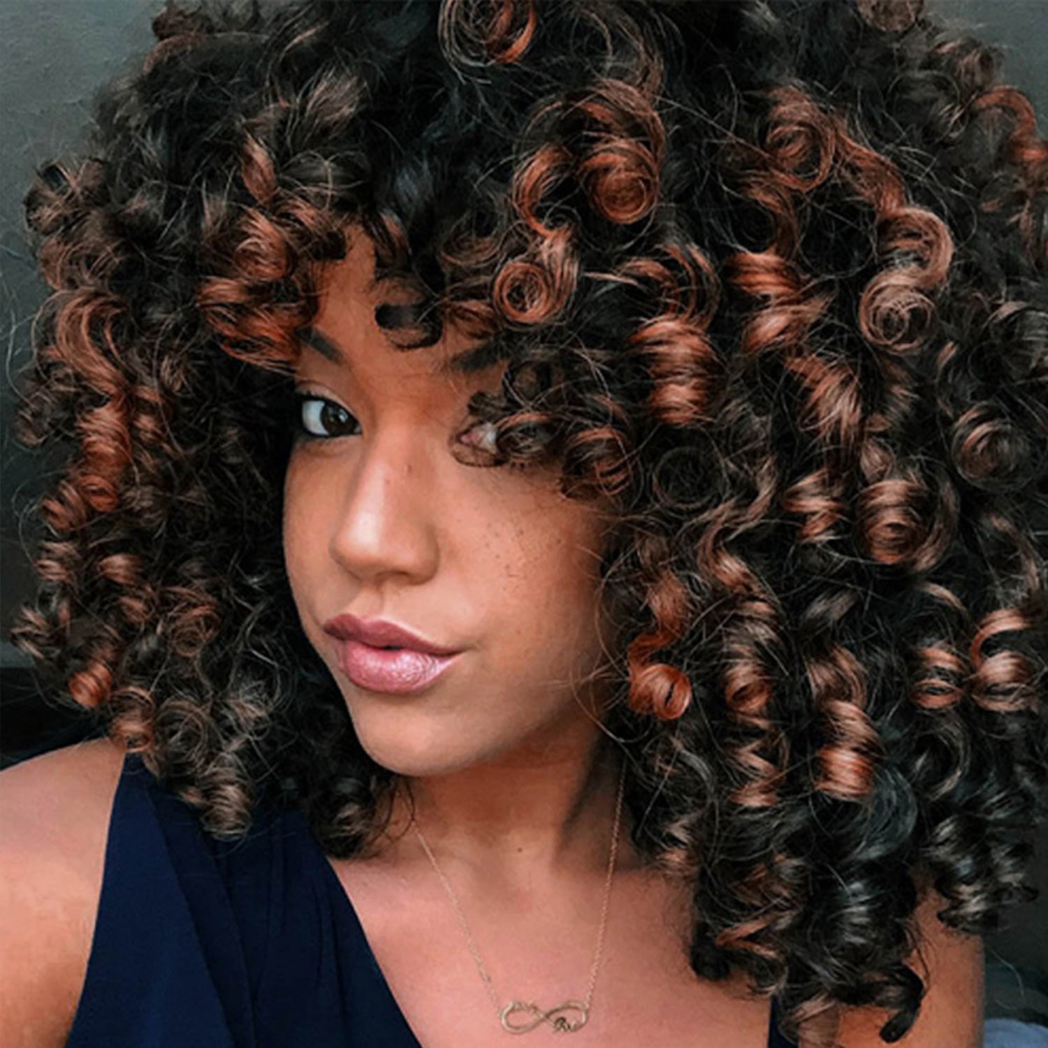 Fashionable Short Curly Hair Wigs for Women - Brown and Black Mixed ...