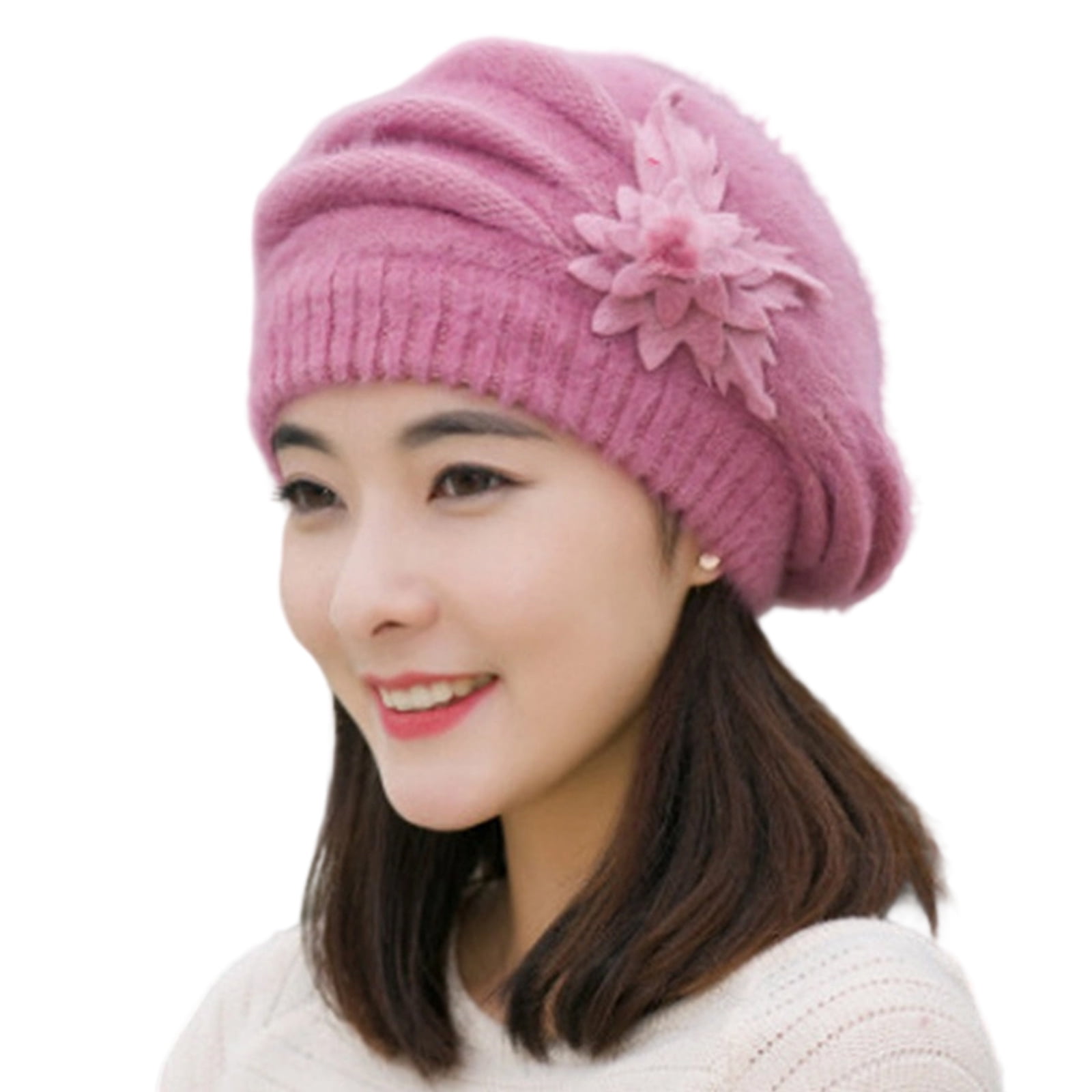 Fashionable Skull Hat With Plush Rabbits Furs Flower Decors Pullover ...